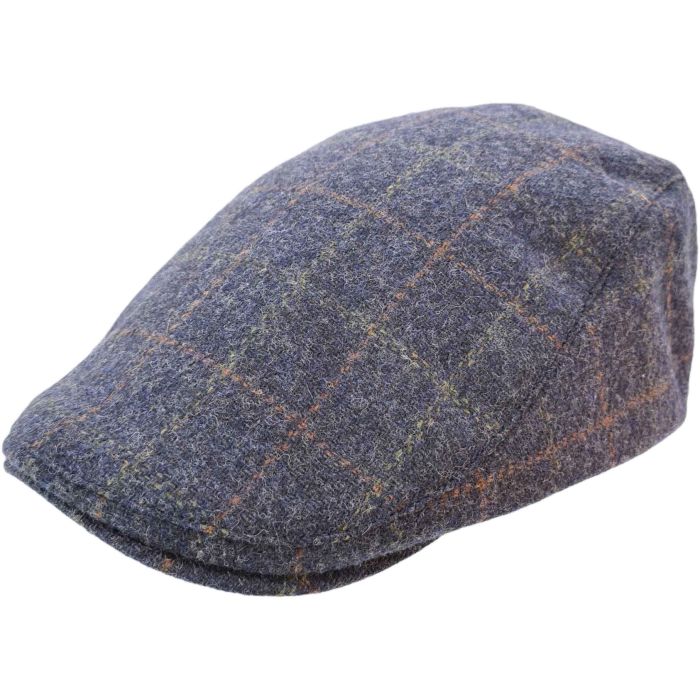 Classic Blue Check Flat Cap