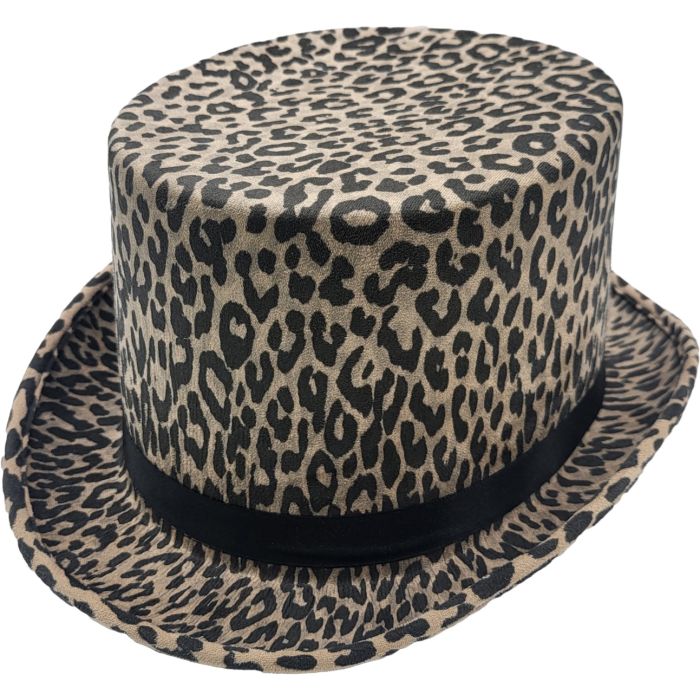 Fancy PVC Leopard Top Hat (12Pcs)