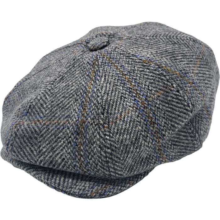 Checked Herringbone Newsboy Cap