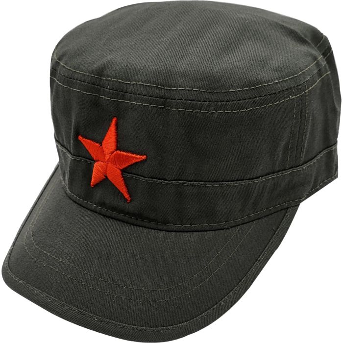 Star Sign Army Caps in Green/Black