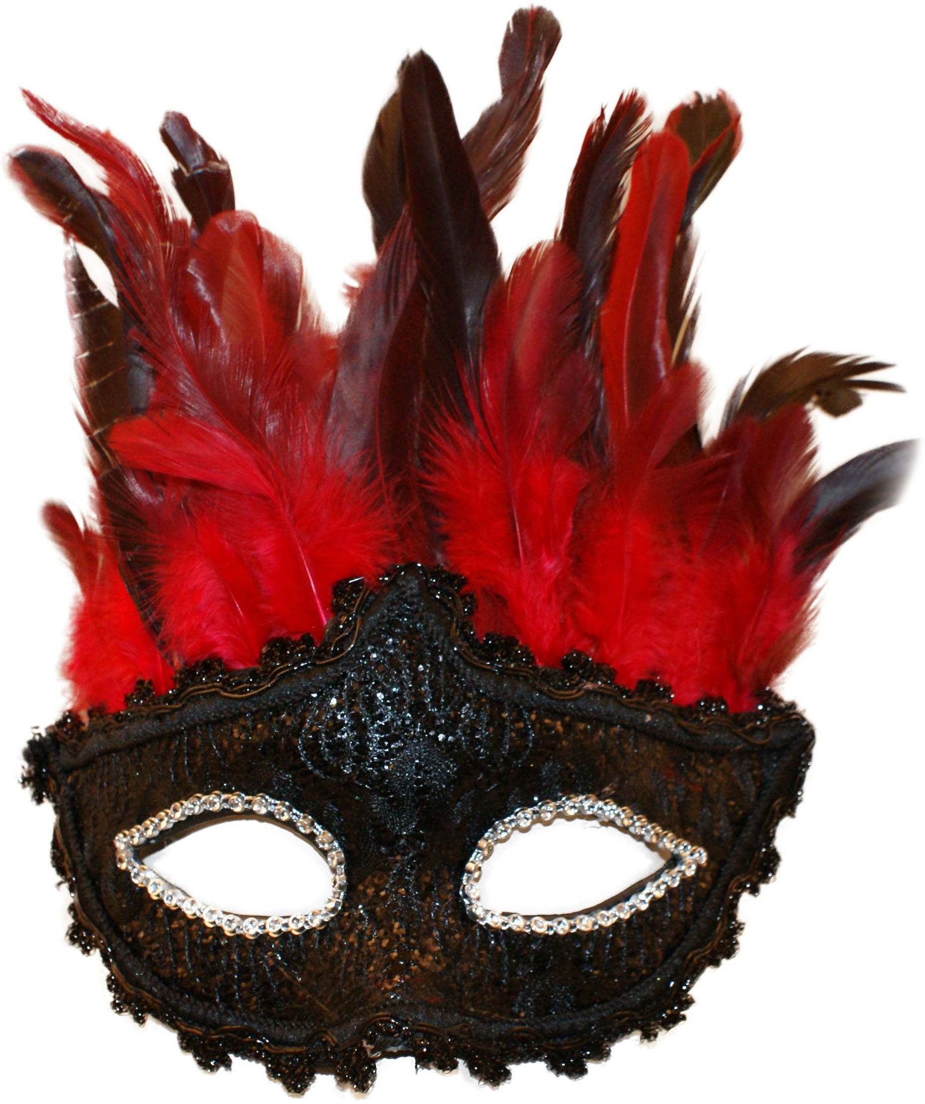 Red Feathered Masquerade Mask | | EA