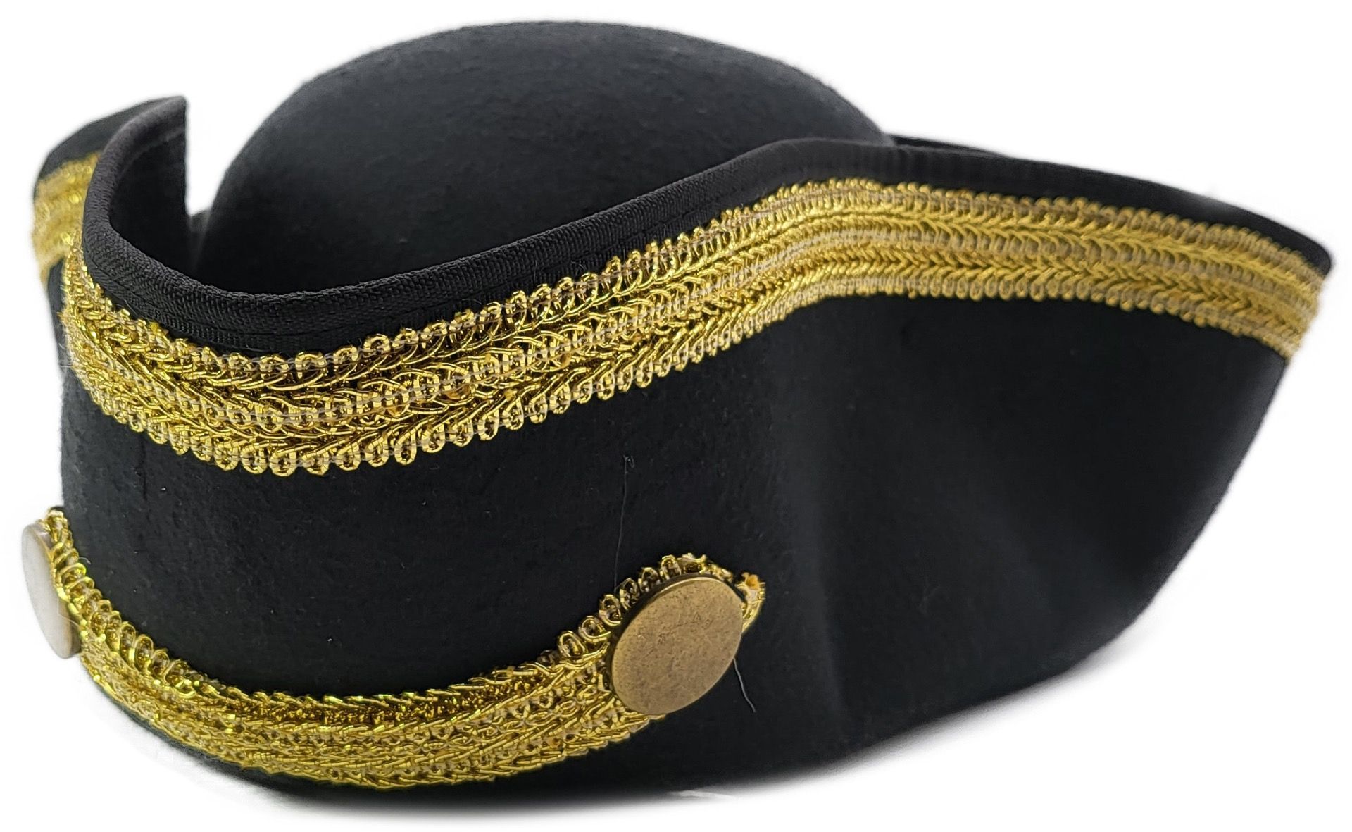 Fancy Tricorn Army Military Pirate Hat With Gold Trim
